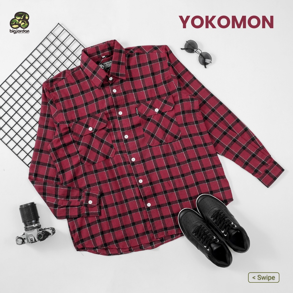 Jual YOKOMON kemeja flannel pria big size XXXL XXXXL 5XL 6XL 7XL 8XL kemeja flanel jumbo hem ...