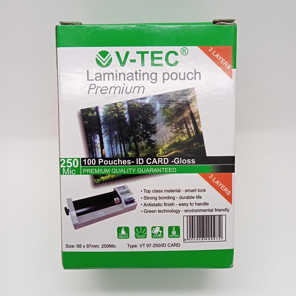 Jual V-TEC LAMINATING POUCH PREMIUM - VT 97-250 / ID CARD PLASTIK ...