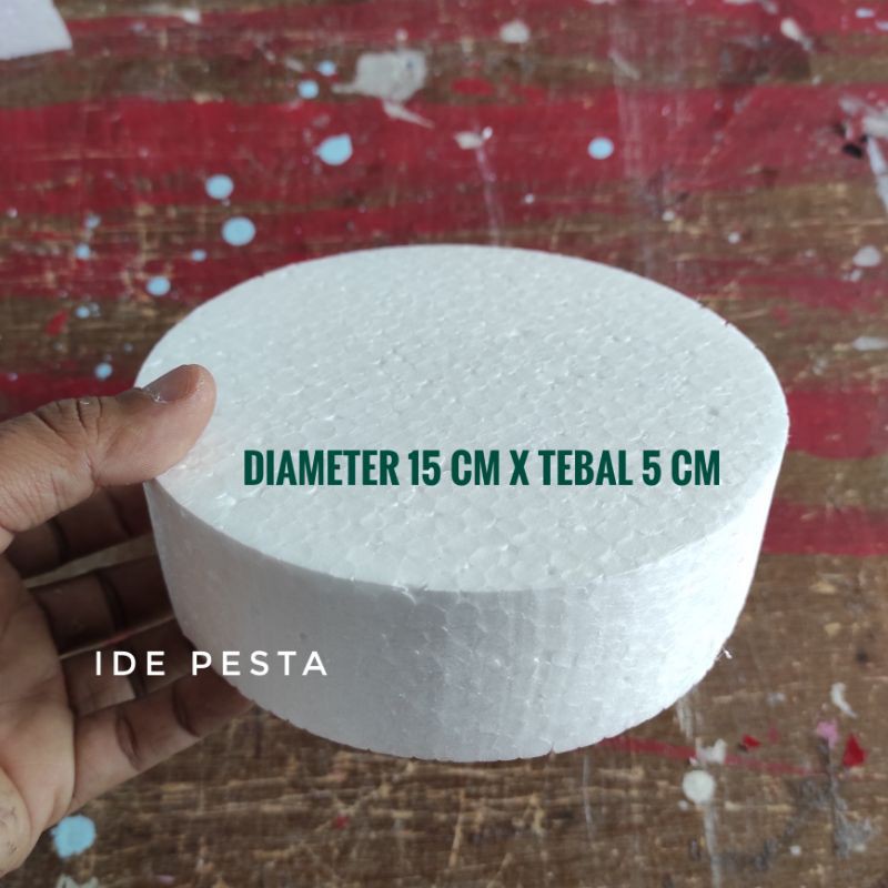 Jual busa gabus bulat untuk dummy cake/ sterofoam bulat diameter 15x ...