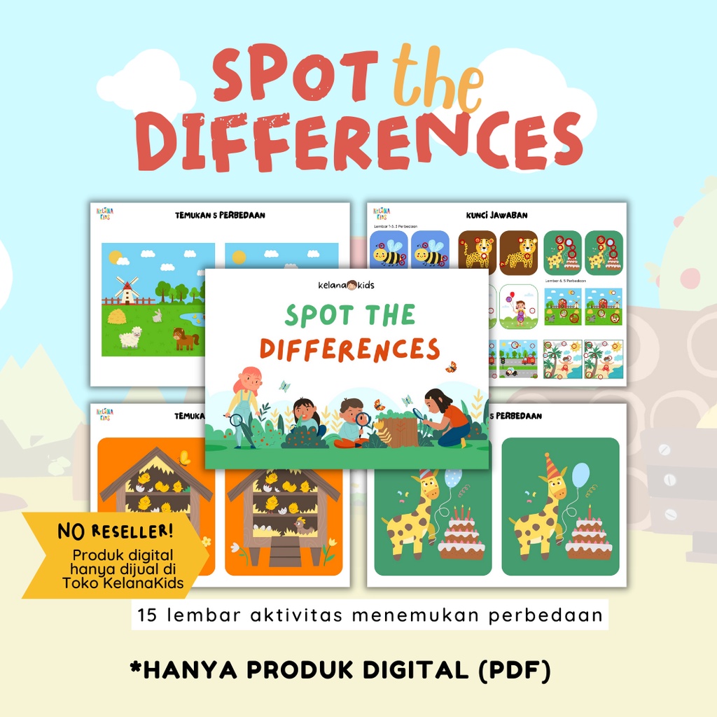 Jual Printable Worksheet Mencari Perbedaan - Spot The Differences 15 ...
