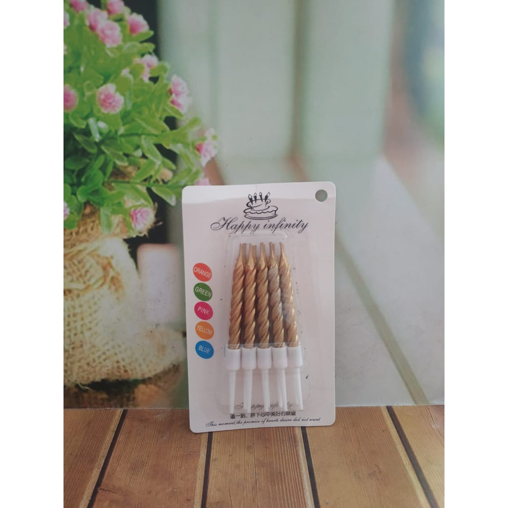 Jual Lilin Ulang Tahun Ulir Gold Isi 10 Pcs | Shopee Indonesia
