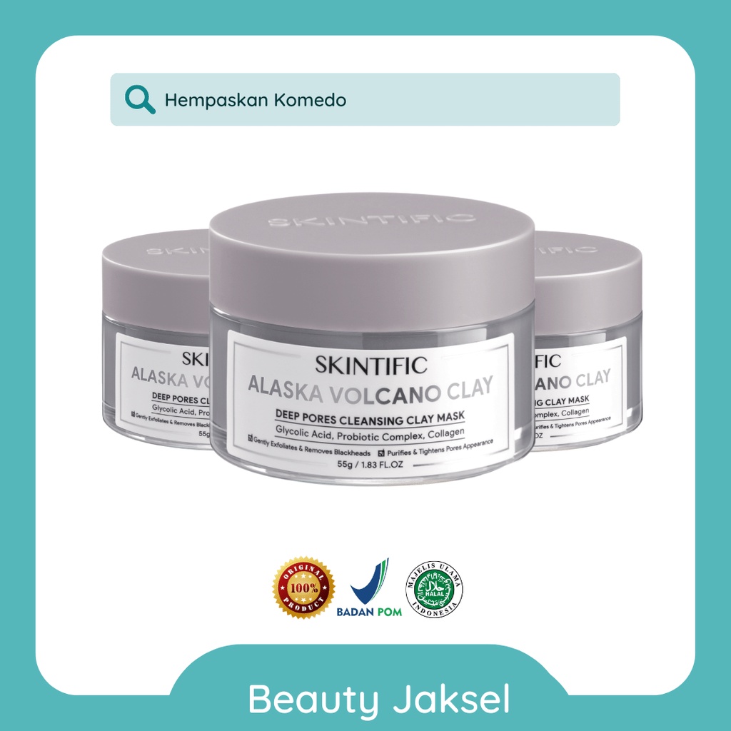 Jual SKINTIFIC Alaska Volcano Clay Mask Deep Pores Cleansing Mud Mask ...