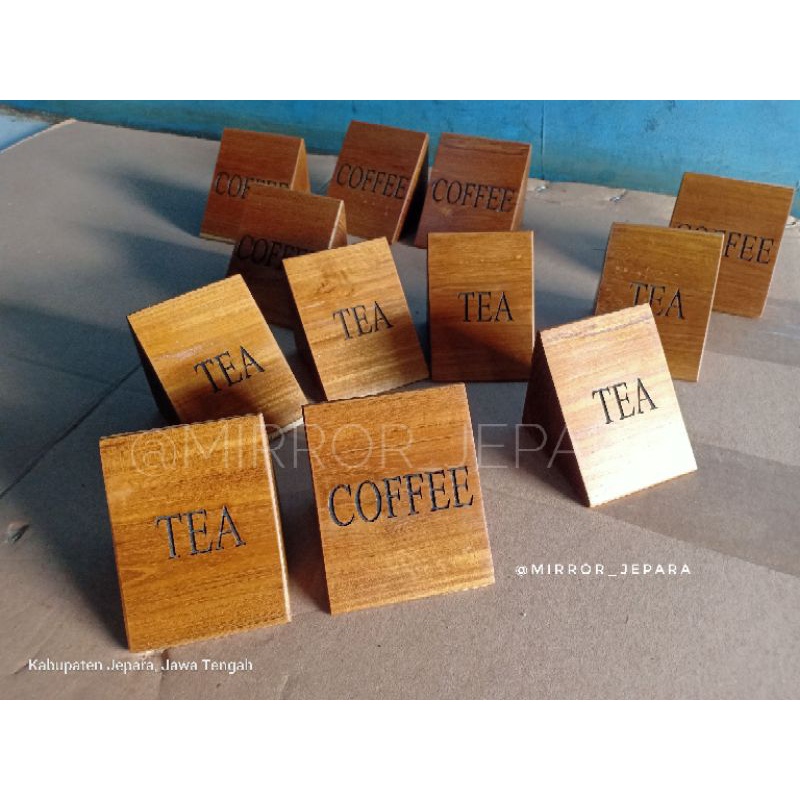 Jual sign table wood/tanda meja kayu coffe&tea. | Shopee Indonesia
