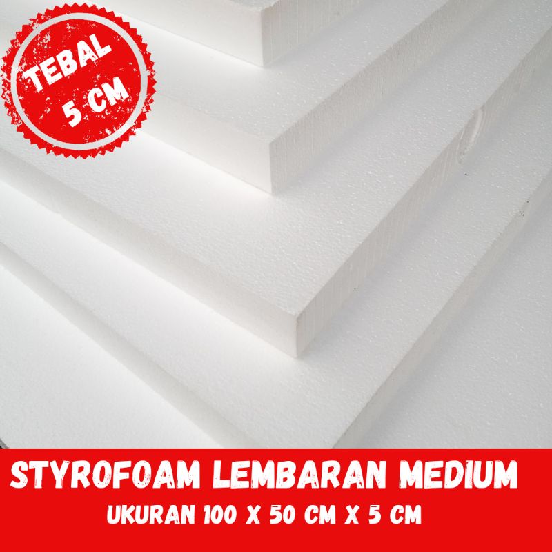 Jual styrofoam lembaran medium 5 cm / sterofoam lembaran 5 cm / papan ...