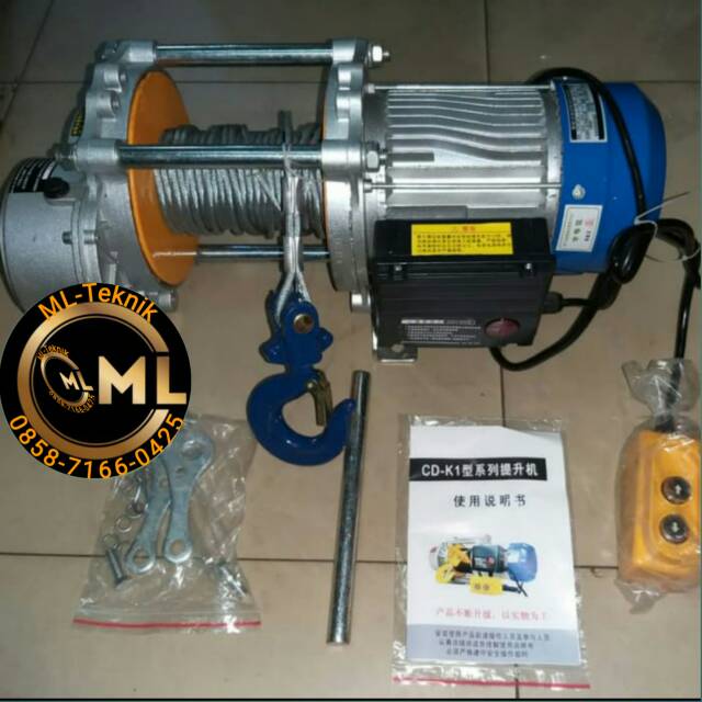 Jual Electric wire rope Hoist 1200 kg lifting Height 9 Meter Katrol ...