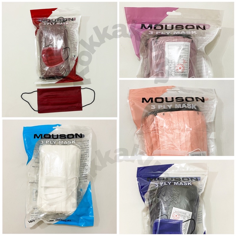 Jual MOUSON 3 PLY Earloop Masker Emboss Disposable Mask isi 50 PCS ...