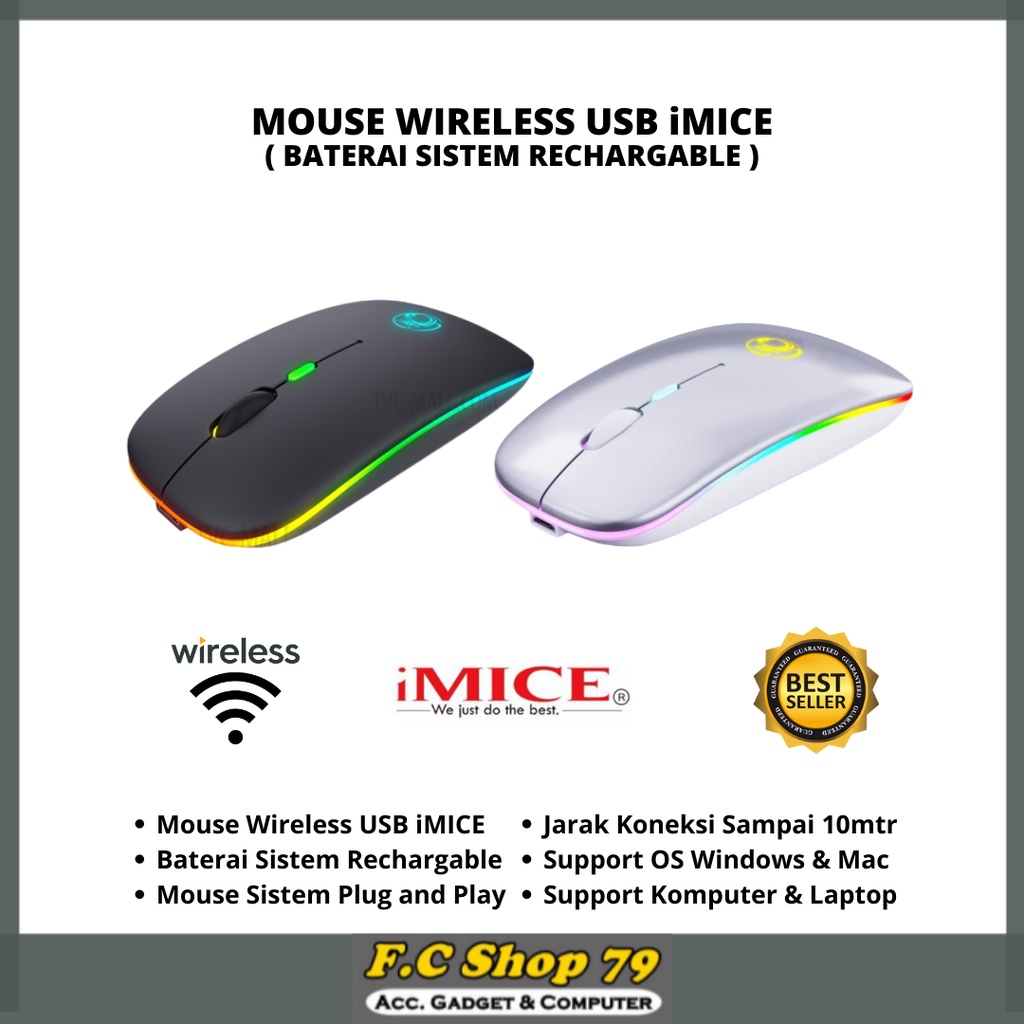 Jual BEST SELLER Mouse Wireless Wireles USB Lampu LED RGB Baterai ...