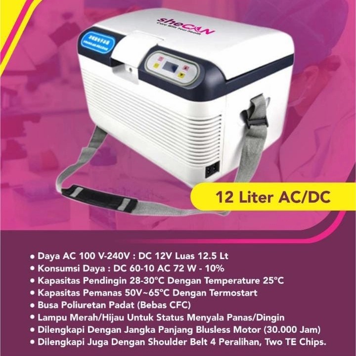 Jual Cool Box Caccine AC/DC 12 L Box Vaksin AC/DC 12 Liter Shecan ...