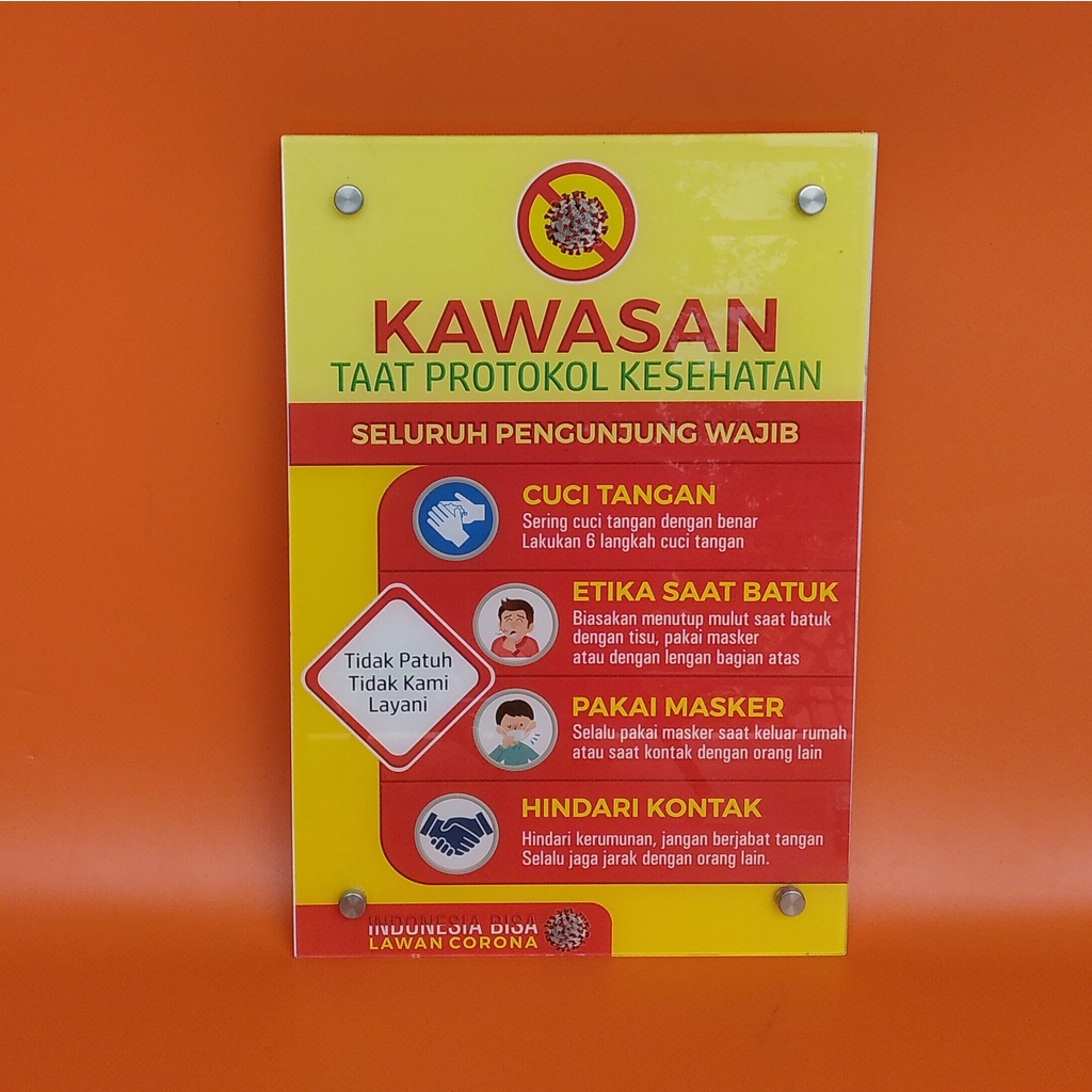 Jual Poster Akrilik - Kawasan Taat Protokol Kesehatan untuk Pengunjung ...