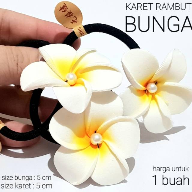 Jual KARET RAMBUT BUNGA PUTIH ikat rambut import KARET RAMBUT HITAM ...