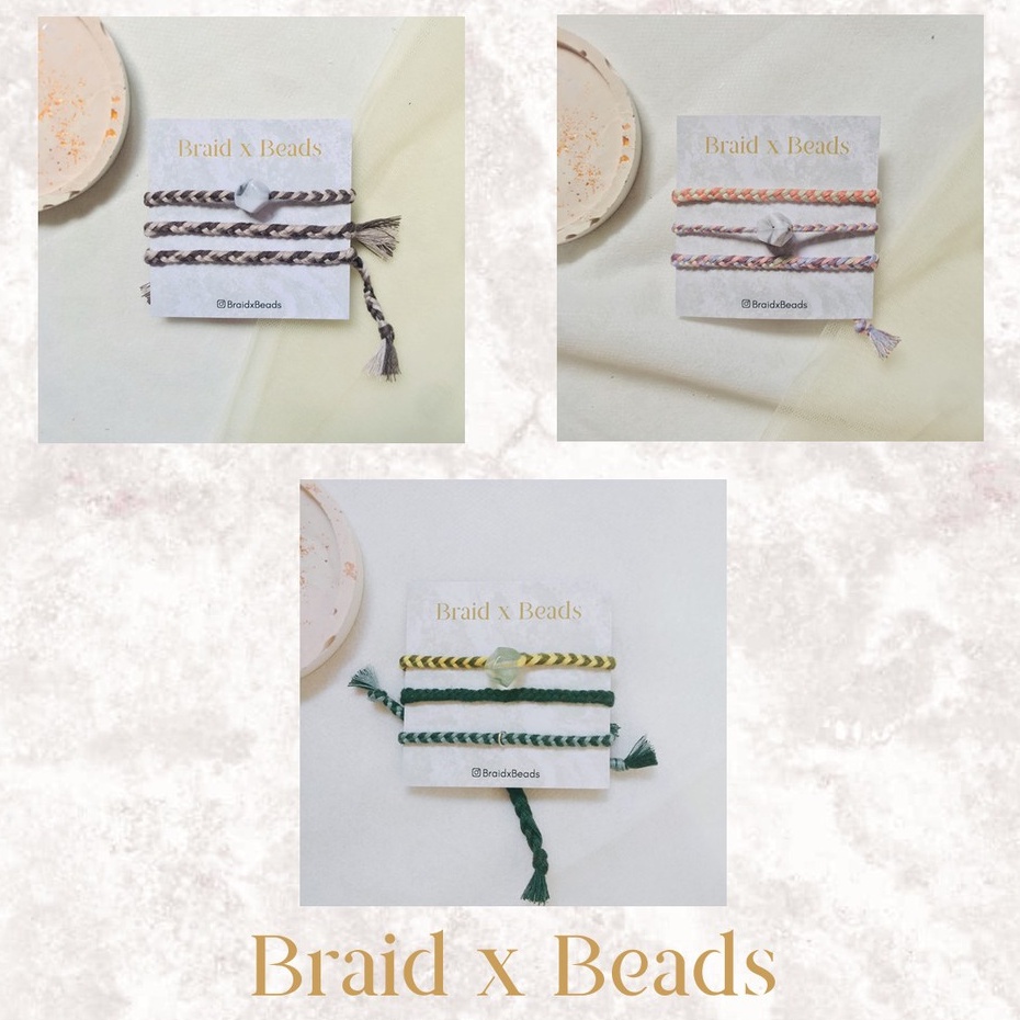 Jual Single Braid Bracelet 3 Set with stone (Tarikan 1 sisi) | Gelang ...
