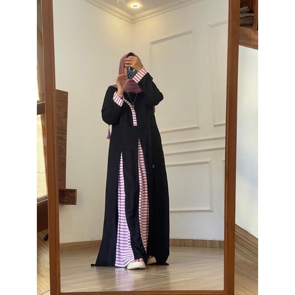 Jual Dress NS Hitam List Pink | Shopee Indonesia
