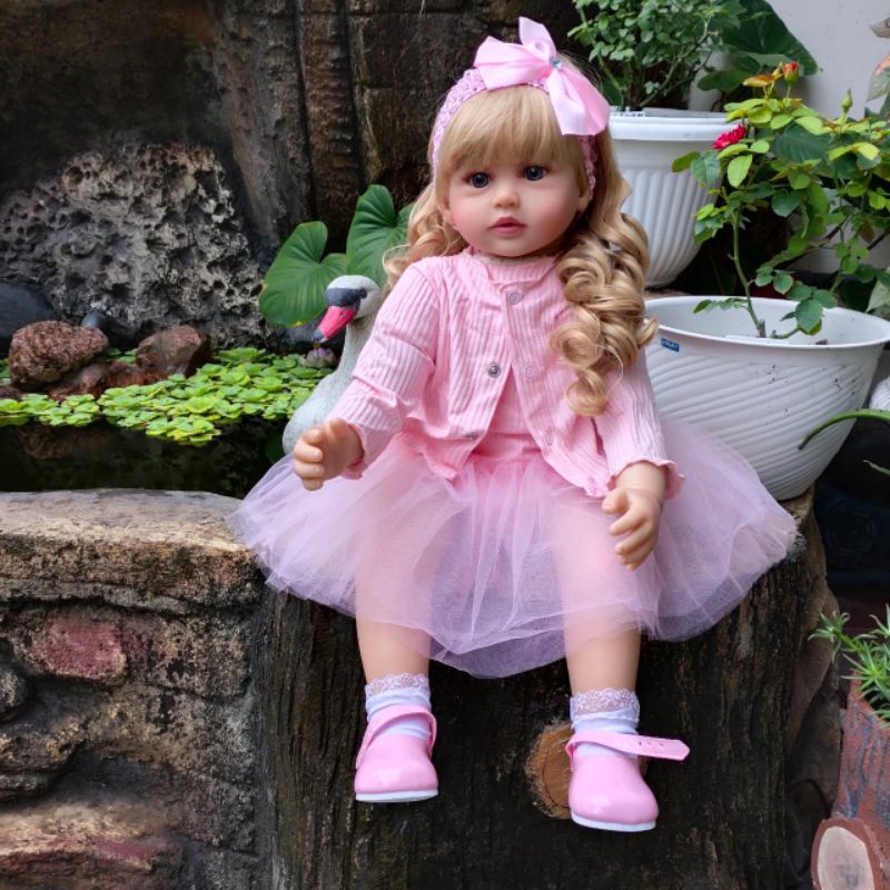 Jual Boneka Reborn 60 cm Original Premium Dress Rambut Curly | Shopee ...