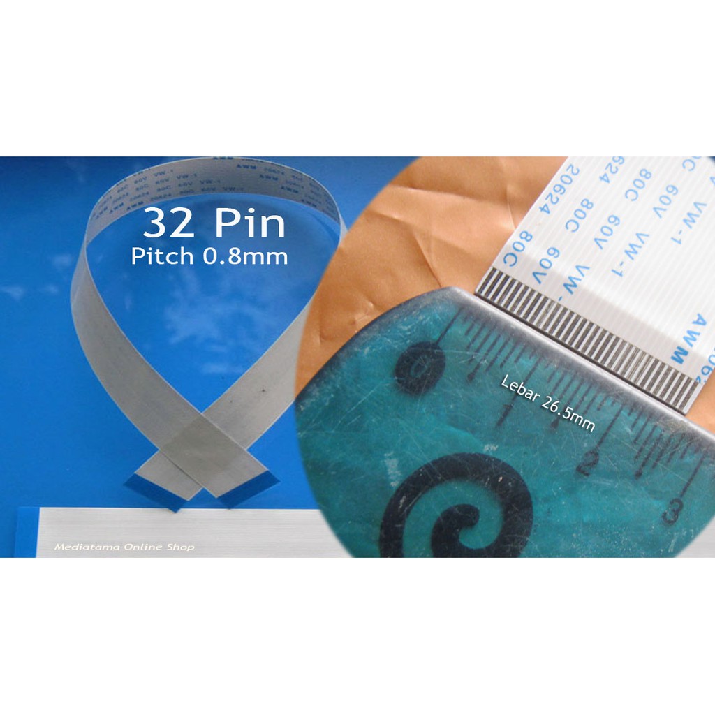 Jual PCB Flexible Cable AWM 32 Pin Pitch 0.8mm (Lebar 26.5mm) TTL TV ...