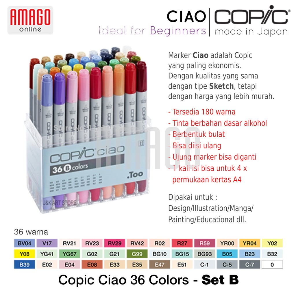 Jual COPIC Ciao - 36 Color Set B - CCM/36B | Shopee Indonesia