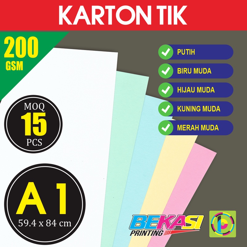 Jual Kertas Karton Carton TIK 200 GSM Ukuran A1 59.4x84 cm isi 15 Lbr ...