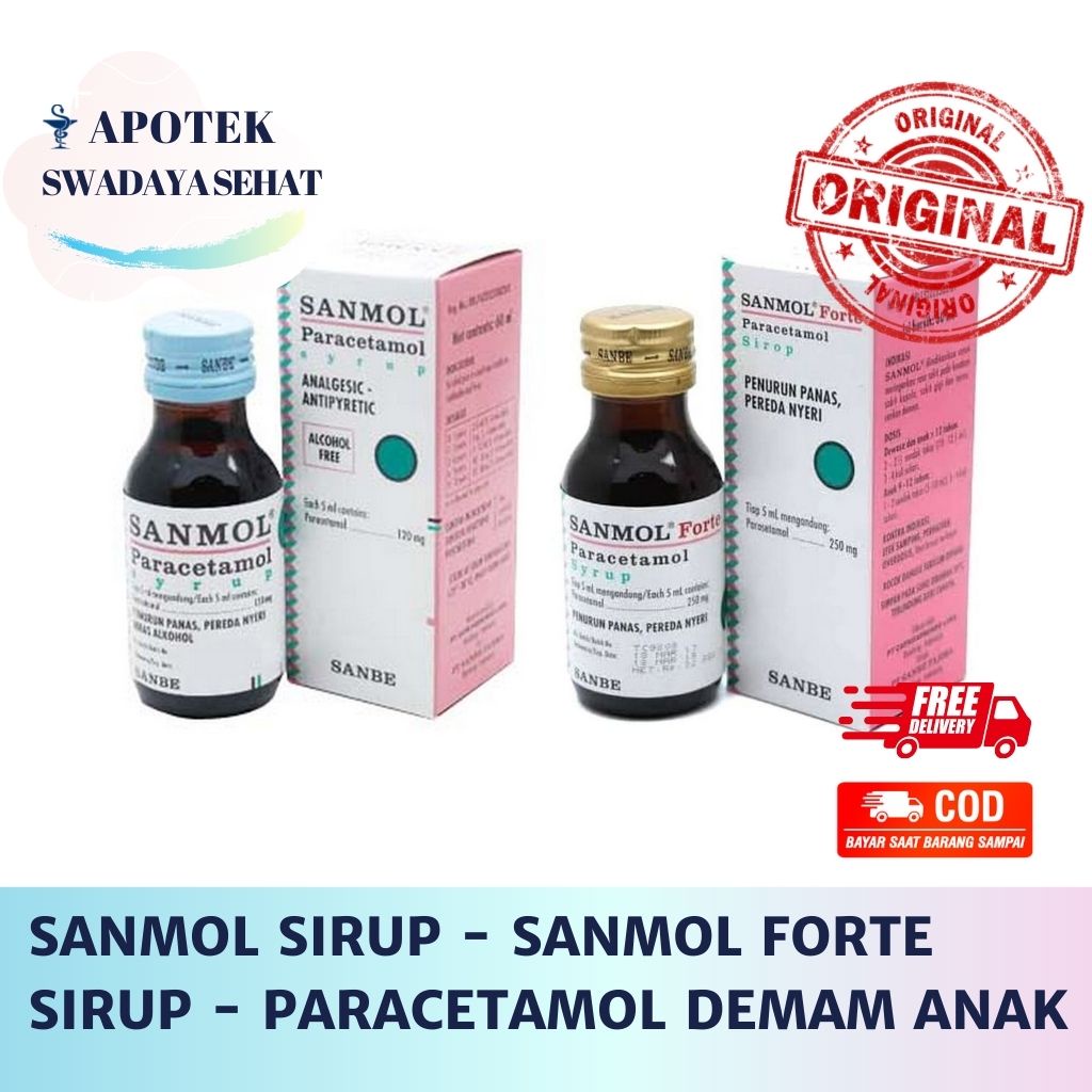 Jual SANMOL Sirup Dan Sanmol Forte Syrup 60 ML - Paracetamol Cair Obat Penurun Demam Anak Dewasa ...
