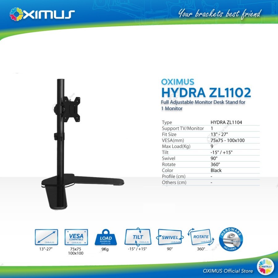 Jual Bracket Meja LCD LED TV Monitor 13" - 27" OXIMUS HYDRA ZL1102 Desk ...