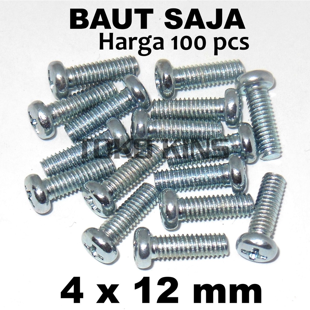 Jual JP M4 x 12 per 100 pcs Baut kepala obeng plus 4mm 4 x 12mm | Shopee Indonesia