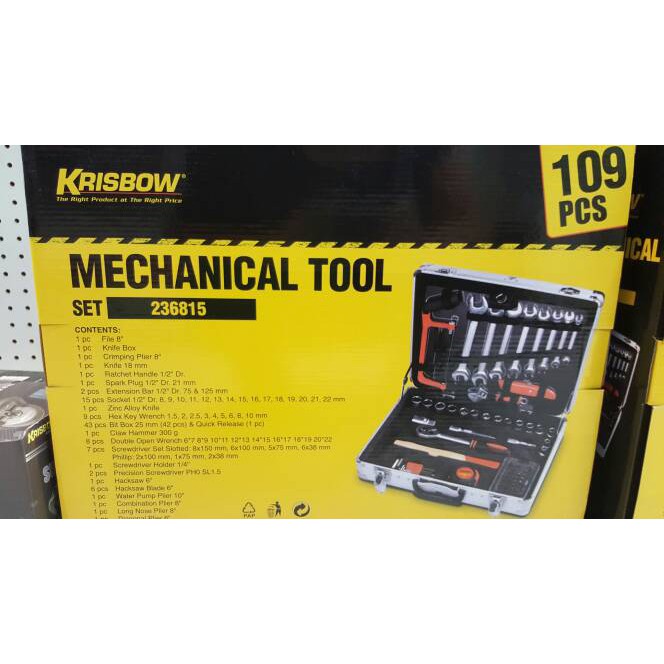 Jual Mechanical Tool Set Krisbow 109 Pcs/ Hand ToolSet with Aluminium ...