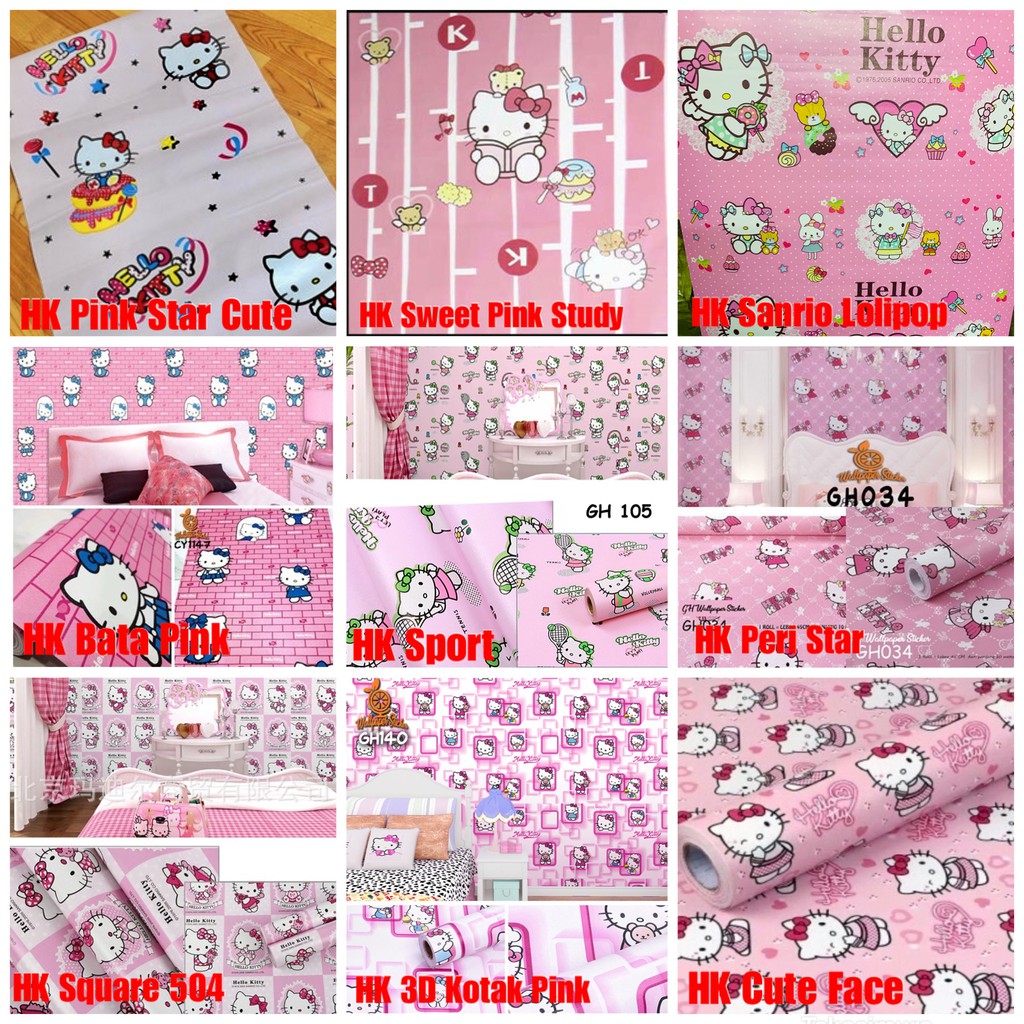 Jual Wallpaper dinding Kuromi Helo Kity Keropi Mickey Kuromi 45 cm x 10 m doraemon hello kitty ...