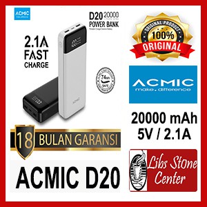 Jual ACMIC D20 20000mAh Digital Display + 2A Fast Charge PowerBank ...