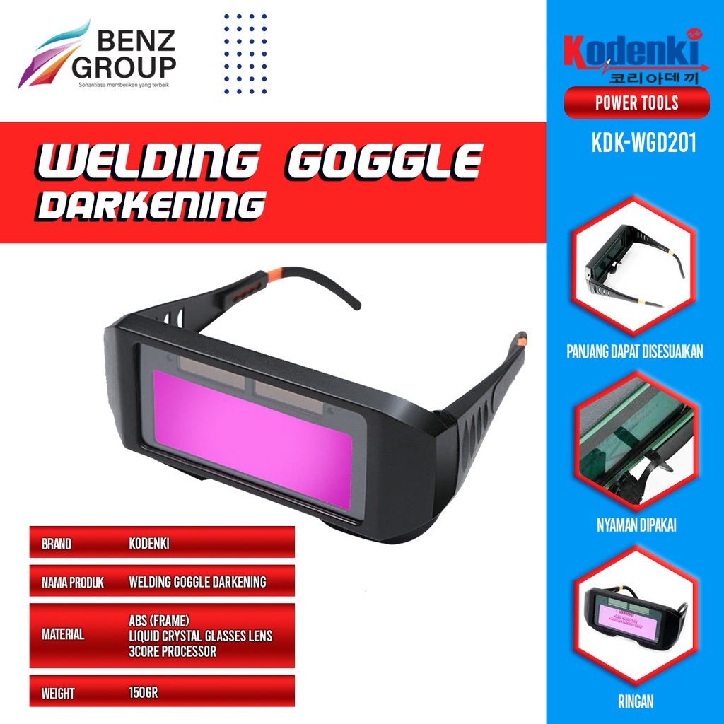 Jual Kodenki Kacamata Las Otomatis - Welding Glass Auto Dark Gelap ...
