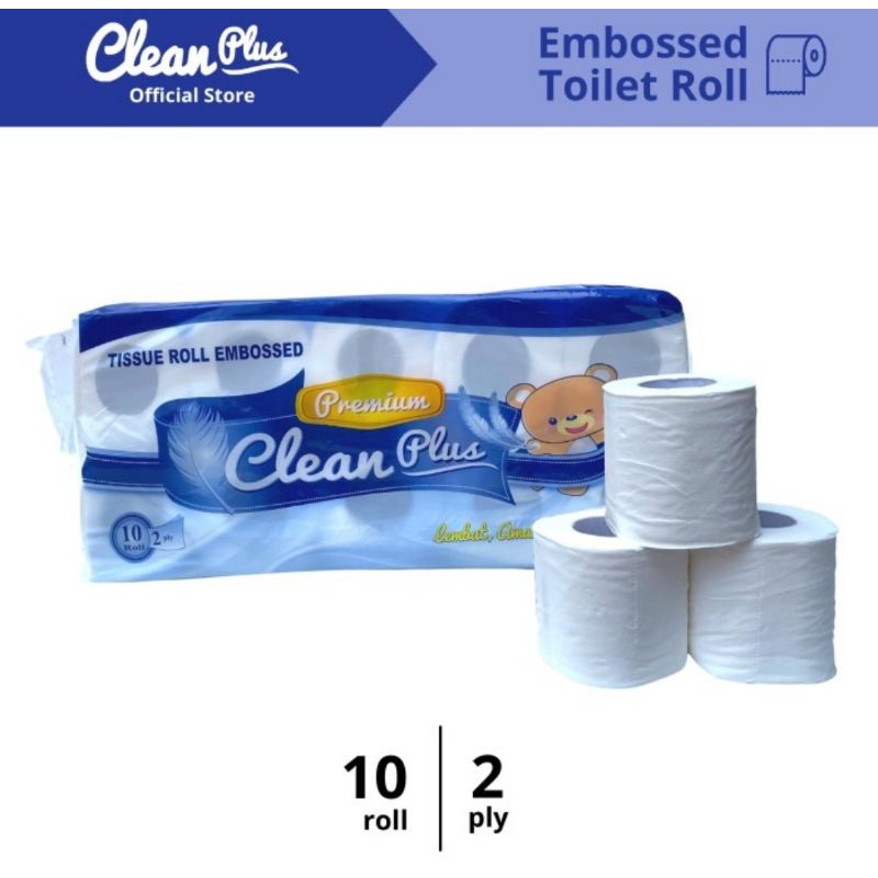 Jual Premium Tissue Toilet Tisu Roll Clean Plus isi 10 2 ply Embossed ...