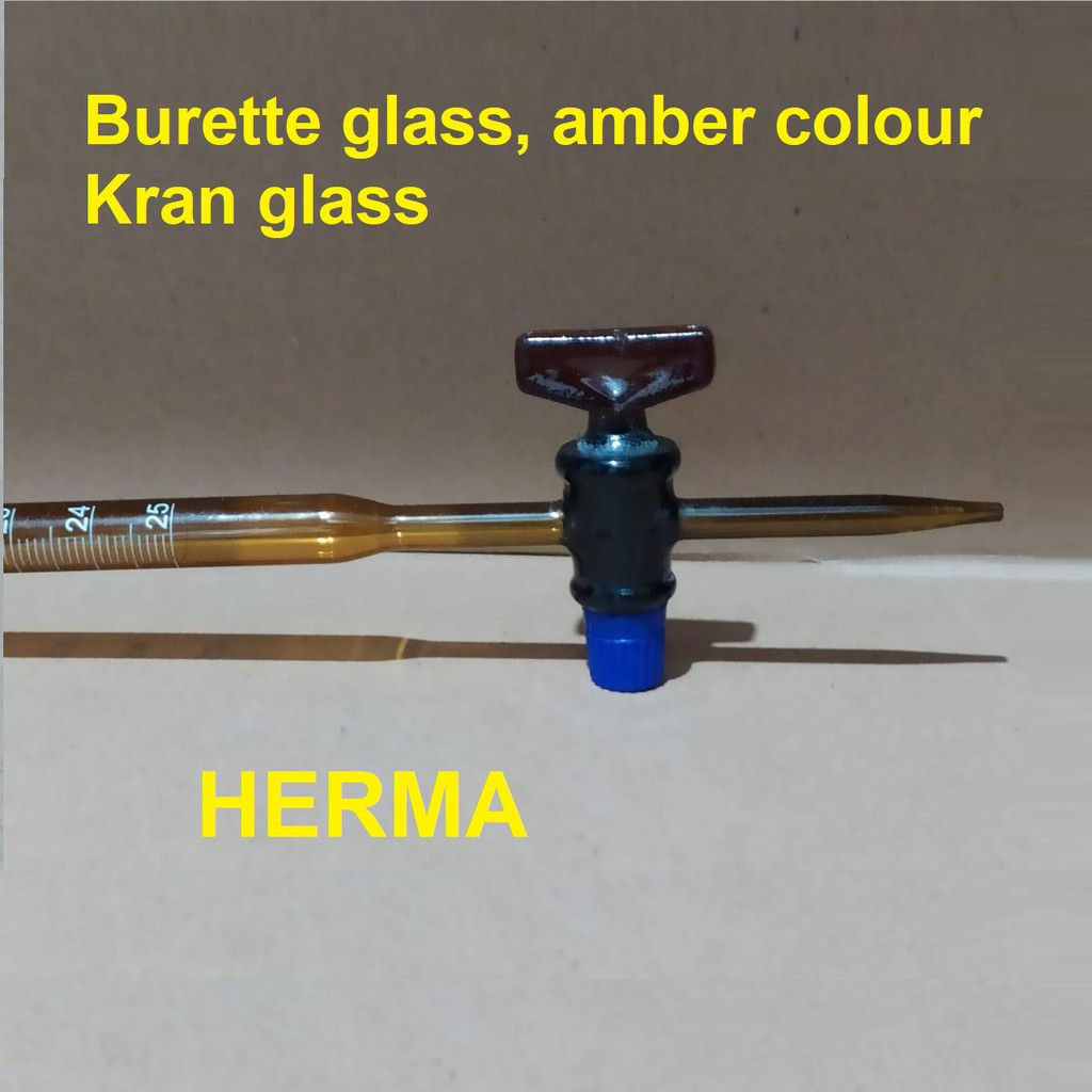 Jual BURETTE GLASS 100 ML AMBER KRAN GLASS BURET COKLAT BURET AMBER ...