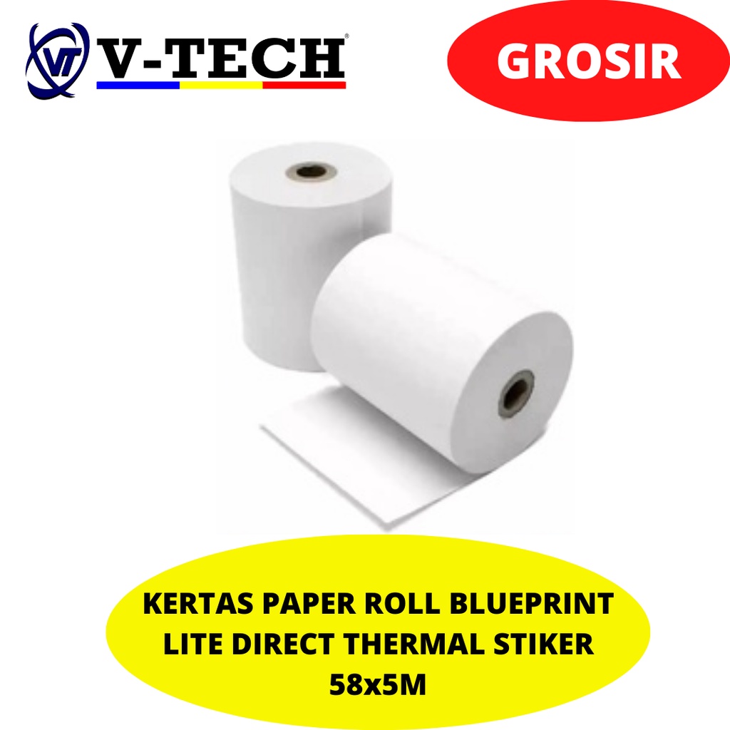 Jual KERTAS PAPER ROLL BLUEPRINT LITE DIRECT THERMAL STIKER 58x5M ...
