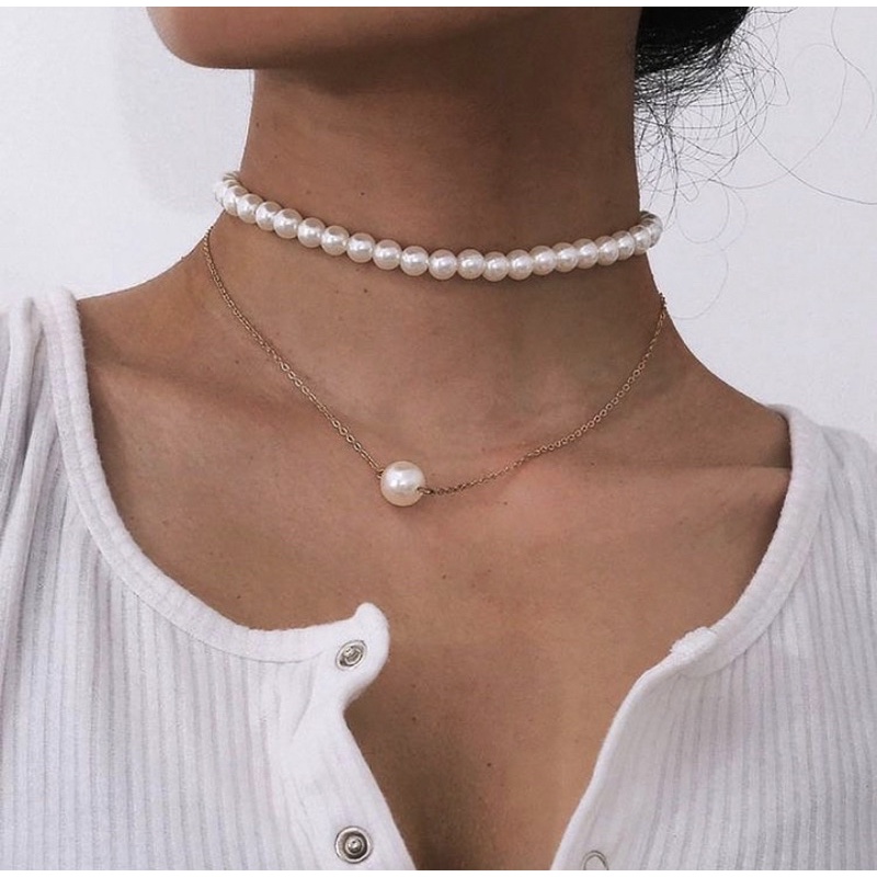 Jual full pearl necklace | kalung mutiara | kalung aesthetic | Shopee ...