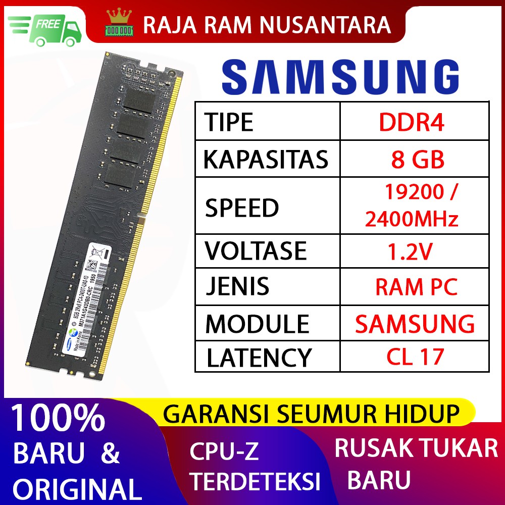 Jual RAM PC SAMSUNG DDR4 8GB PC 19200 / 2400 Mhz ORI RAM KOMPUTER 1.2v ...