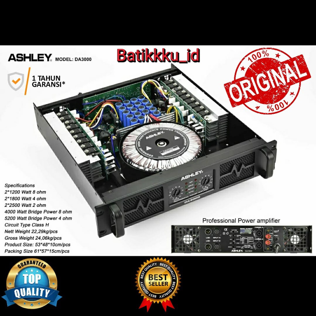 Jual POWER ASHLEY DA 3000 DA3000 ORIGINAL 2 x 1200 Watt CLASS H ...