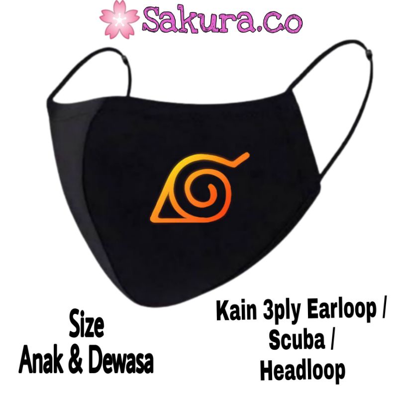 Jual Masker Kain 3ply Anime Naruto Shippuden Simbol Logo Konoha ...