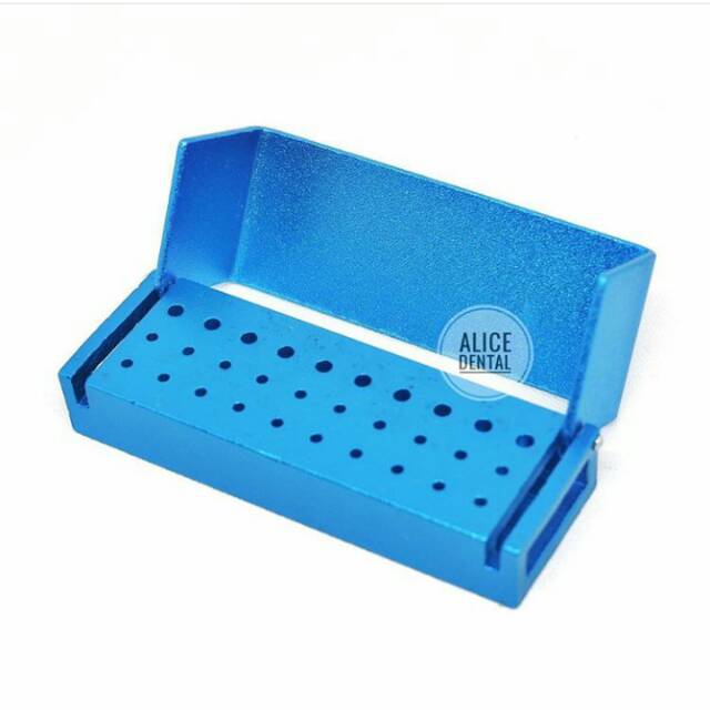 Jual Tempat bur gigi logam biru / kotak bur highspeed lowspeed / dental ...