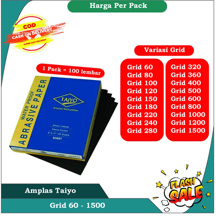Jual Amplas Taiyo Amplsa Kertas Amplas Kayu Lembar Sandpaper Waterproof ...