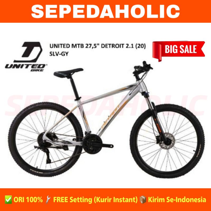Jual Sepeda Gunung MTB UNITED DETROIT 2.1 Ukuran 27.5 Inch Alloy 27 Speed Rem Hidrolik Garansi ...