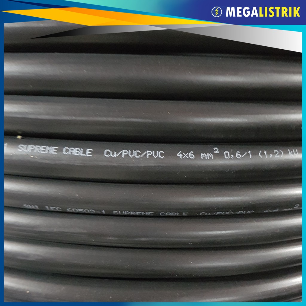Jual SUPREME NYY 4X6 METERAN / KABEL LISTRIK HITAM KAWAT TEMBAGA 4 X 6 MM ECER PER METER ...