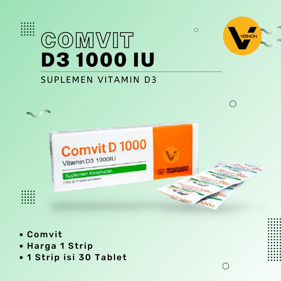 Jual COMVIT D3 1000IU Sumplemen Vitamin D3 Produksi Novapharin | Shopee ...