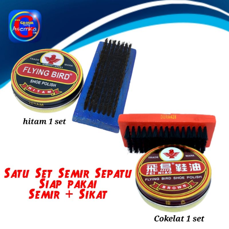 Jual Semir sepatu Paket 1 Set Siap Pakai sikat + semir Grosir | Shopee ...