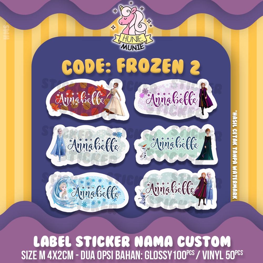 Jual Sticker Label Nama Custom - Frozen Elsa Anna Princess (100pcs ...
