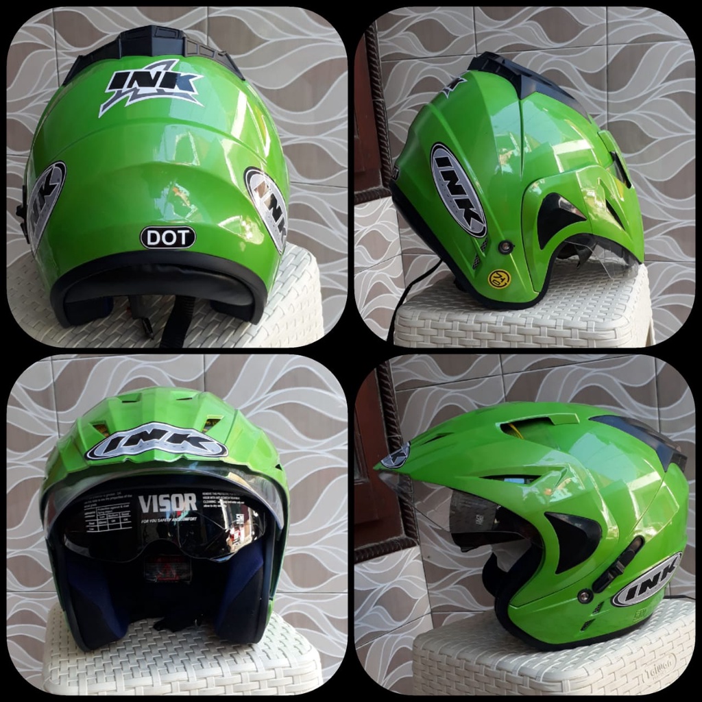 Jual HELM INK REPLIKA DOUBLE VISOR TYPE T1 WARNA HIJAU BONEK GOOD ...