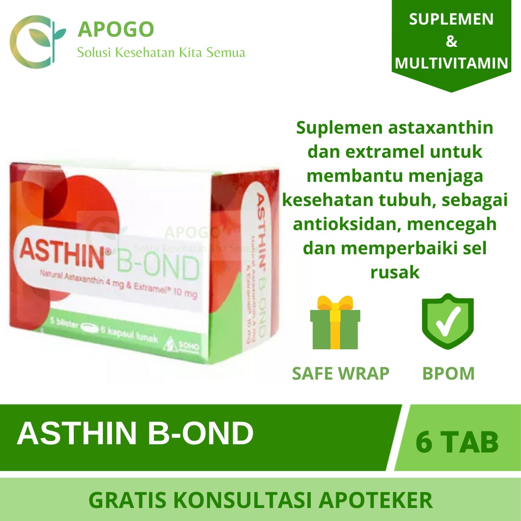Jual ASTHIN FORCE B-OND 6 ASTAXANTHIN ANTIOKSIDAN 1 STRIP ISI 6 TABLET ...