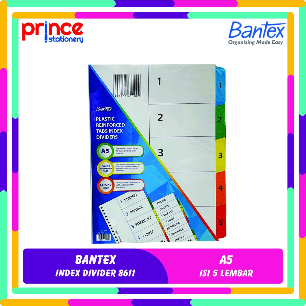 Jual BANTEX INDEX DIVIDER A5 ISI 5 LEMBAR | Shopee Indonesia