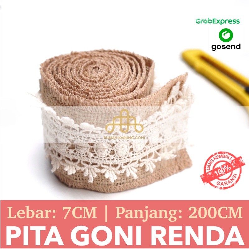 Jual Pita Goni Renda 7 CM x 200 CM - Pita Dekorasi Wedding - Pita ...