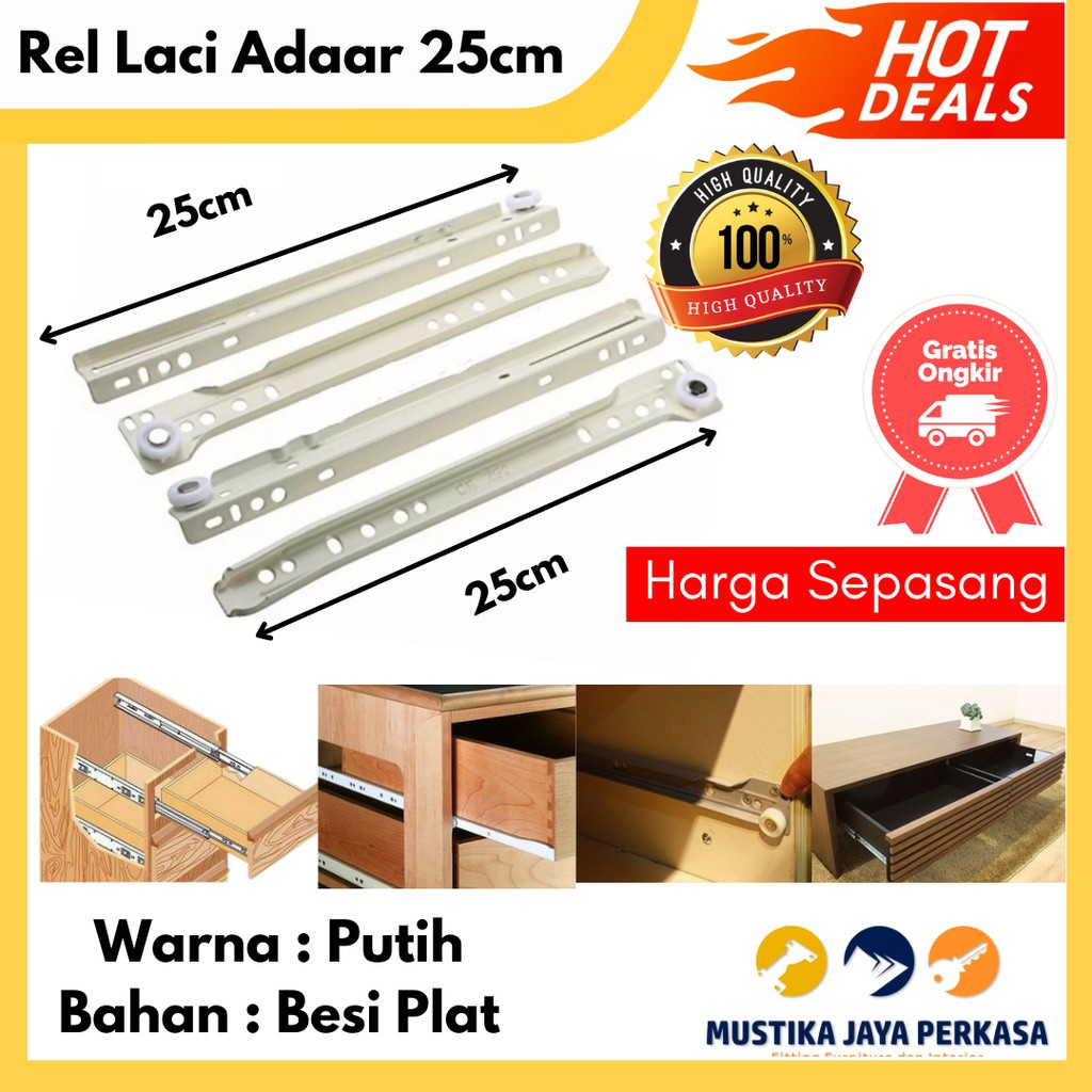 Jual Rel Laci Adaar 25cm Rel Laci Roda Biasa Besi Putih Kuat Murah ...