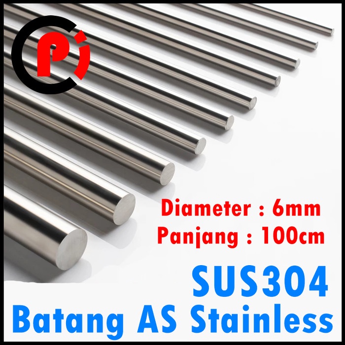 Jual Batang AS STAINLESS SUS 304 SHAFT SMOOTH ROD Round 6mm x 100cm ( 1M ) | Shopee Indonesia