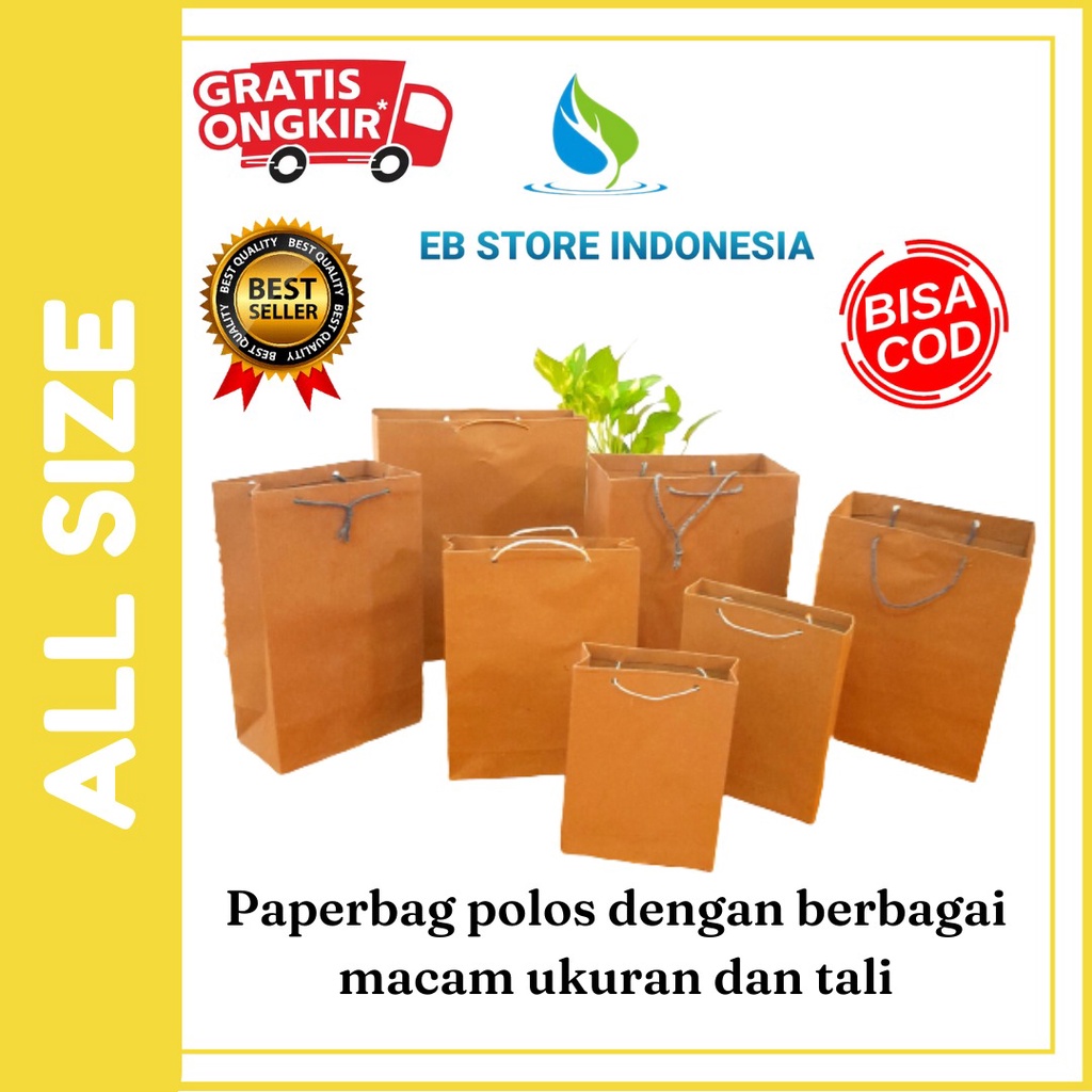 Jual Paper bag polos coklat / paperbag COKLAT POLOS / tas kertas murah ...