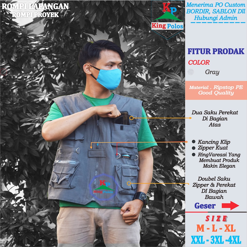 Jual Rompi Proyek Warna ABU-ABU | Vest Safety Outdoor | Rompi MOTOR ...