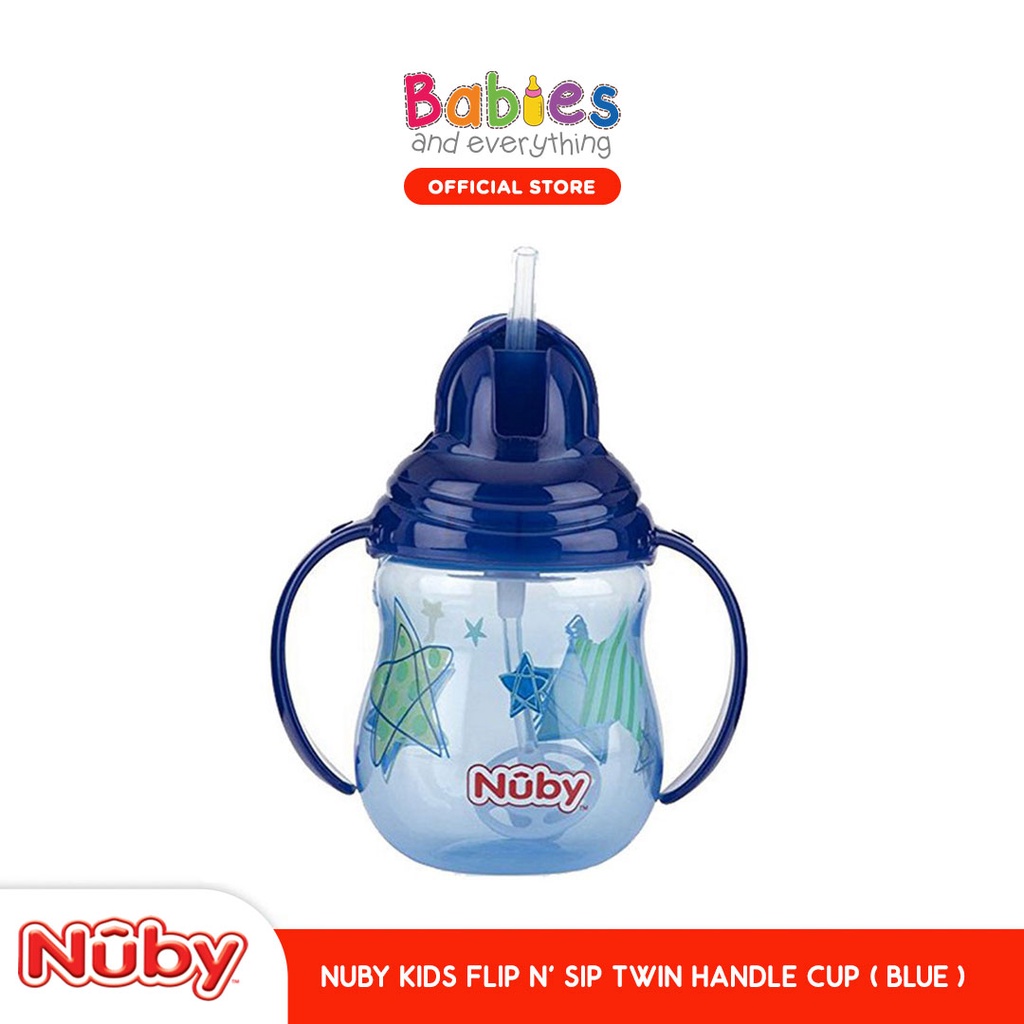 Jual Nuby Kids Flip N' Sip Twin Handle Cup - Botol Minum Anak (Blue) | Shopee Indonesia